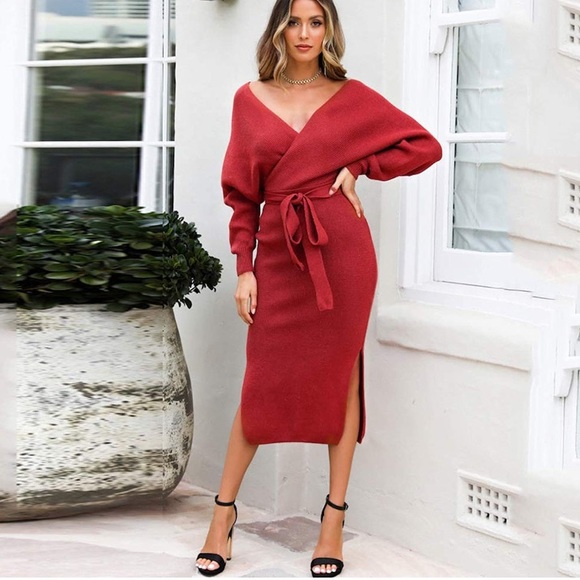 Dresses | Sexy Elegant Backless Bodycon Dress Slit Midi | Poshmark